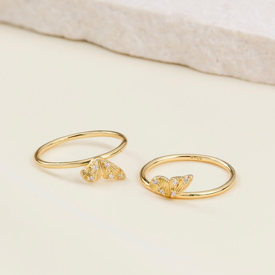 Butterfly Rainbow & Gold Ring Set | Wanderlust + Co