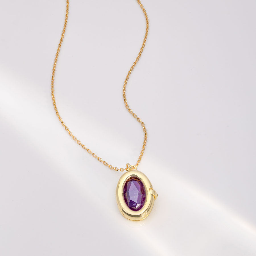 Healing Amethyst Silver Locket Necklace | Wanderlust + Co