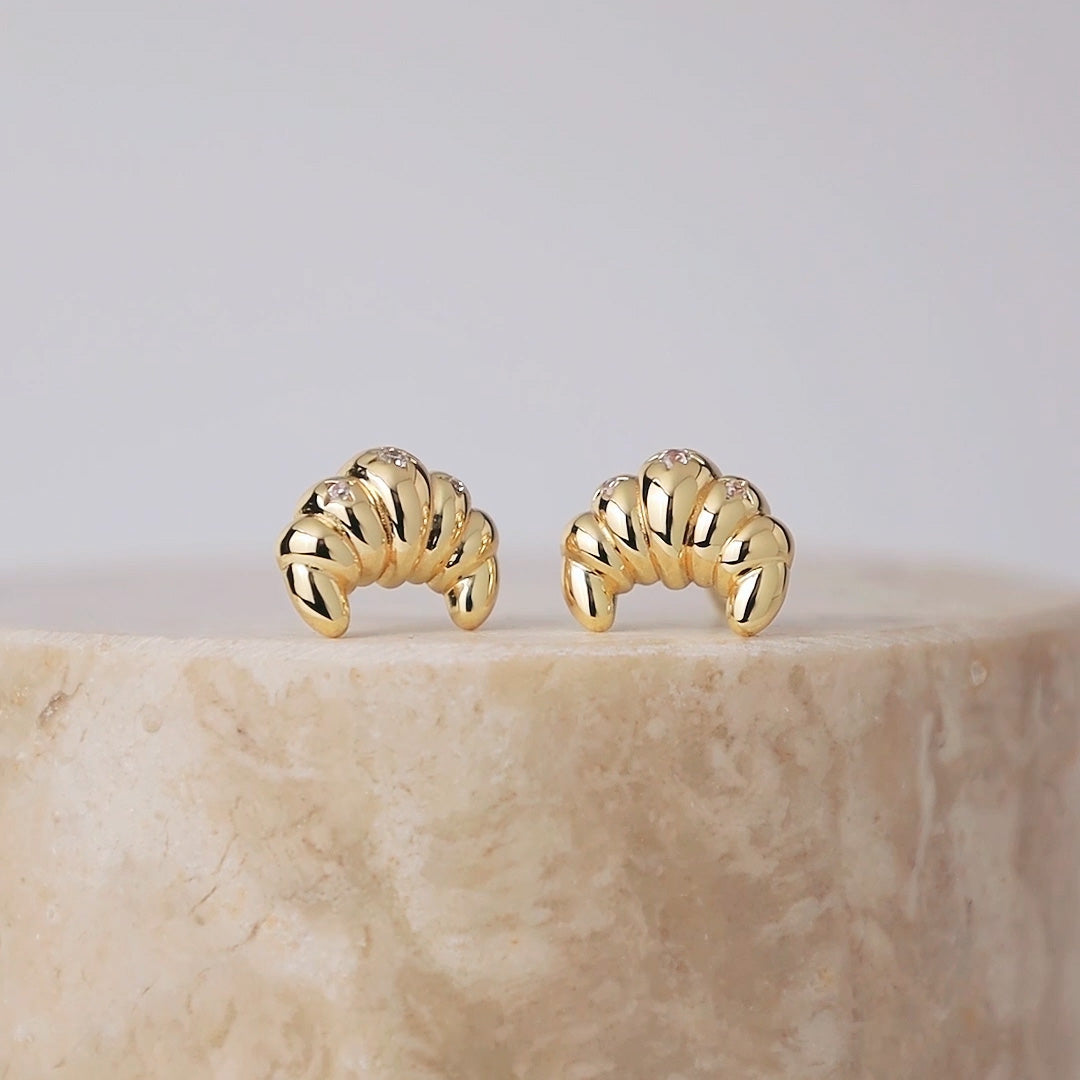 Croissant Gold Stud Earrings | Wanderlust + Co