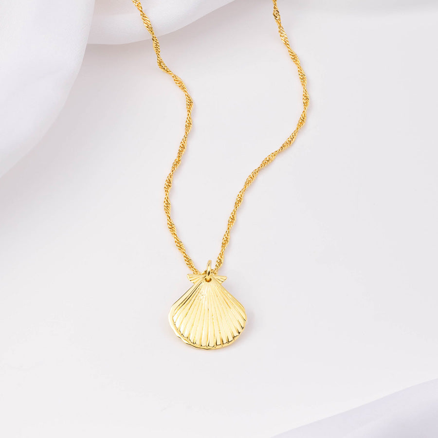 Seashell Gold Locket Necklace | Wanderlust + Co