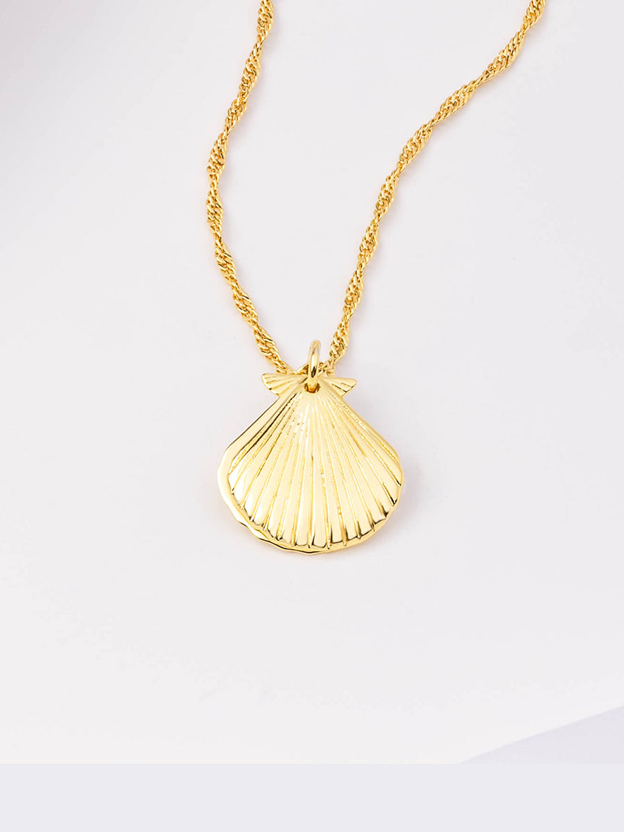Seashell Gold Locket Necklace | Wanderlust + Co
