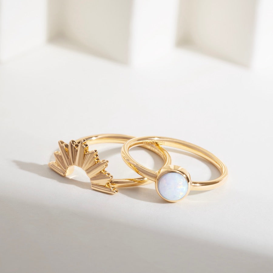 Sunseeker Horizon 14K Gold Vermeil Ring Set | Wanderlust + Co