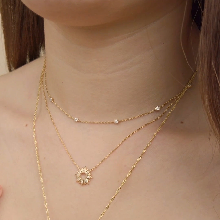 Multi Brilliant Bezel 14K Gold Vermeil Necklace | Wanderlust + Co