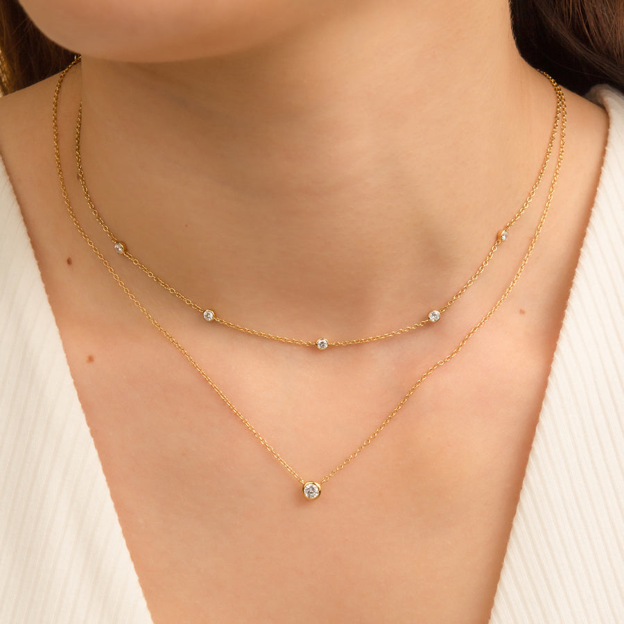 Multi Brilliant Bezel 14K Gold Vermeil Necklace | Wanderlust + Co