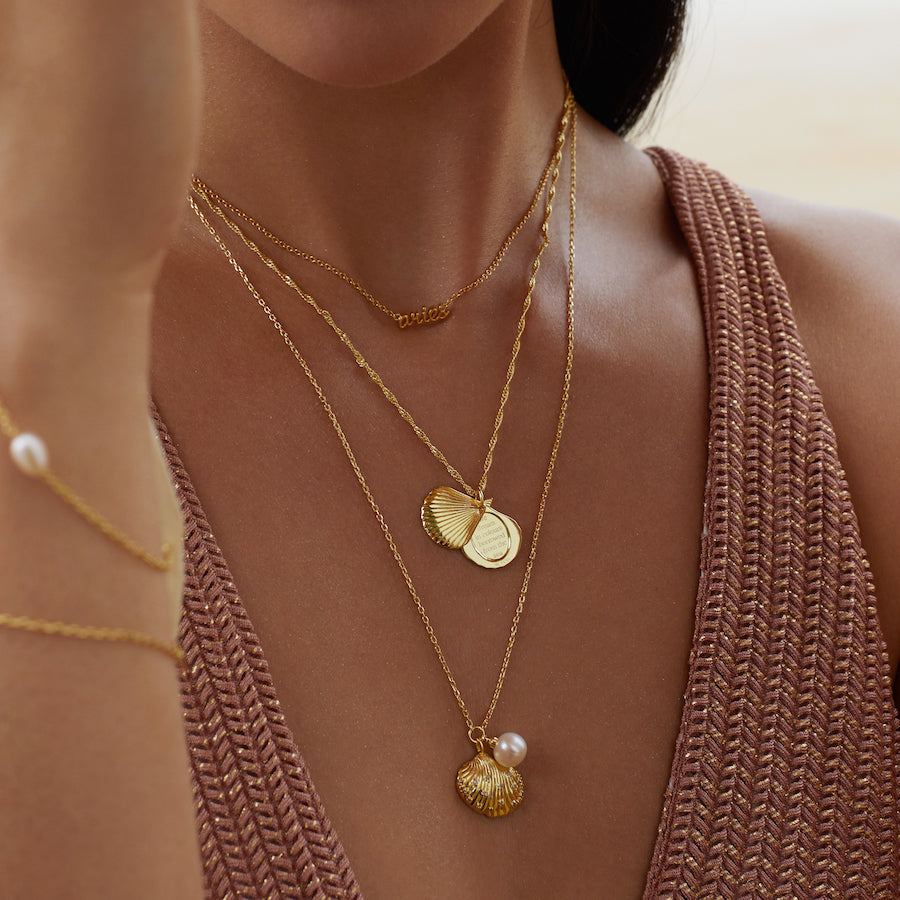 Seashell Gold Locket Necklace | Wanderlust + Co